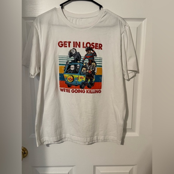 Tops | Lg White Tee Killer Crew Get In Loser Were Going Killing | Poshmark